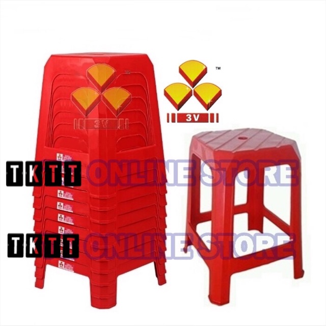 TKTT 3V Stackable Plastic Stool Plastic Chair Plastic Bench Guest Stool ...