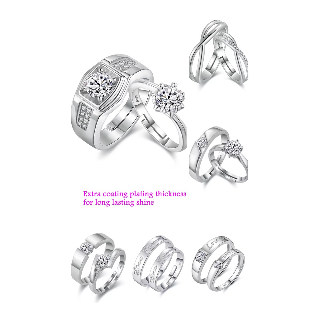 100% Silver Couple Ring** Wedding Band** Cincin Merisik** Cincin Tunang ...