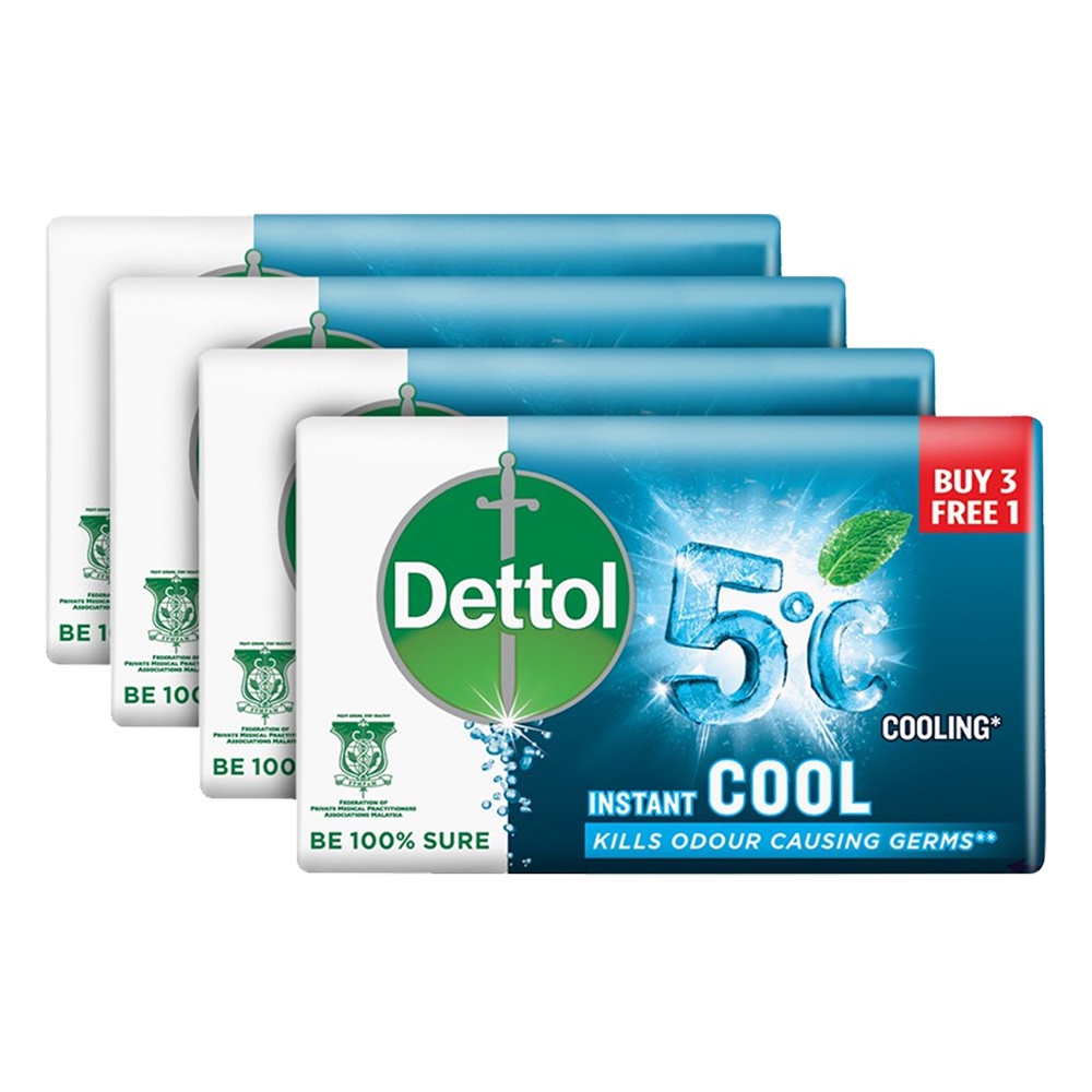 Dettol Instant Cool Anti-Bacterial Soap 4 x 100g | Shopee Malaysia