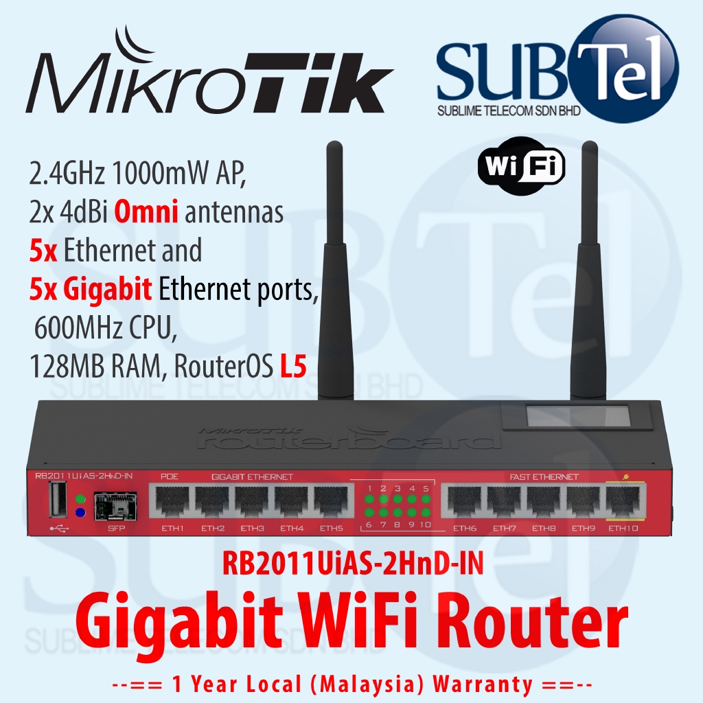 Ranking TOP2 Mikrotik Routerboard RB2011UiAS-2HnD-IN SFP Port Plus 10 ...