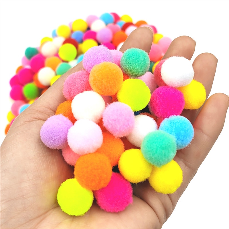 100Pcs/lot Soft Round Shaped Pompom Balls Fluffy Pom Pom For Kids DIY ...