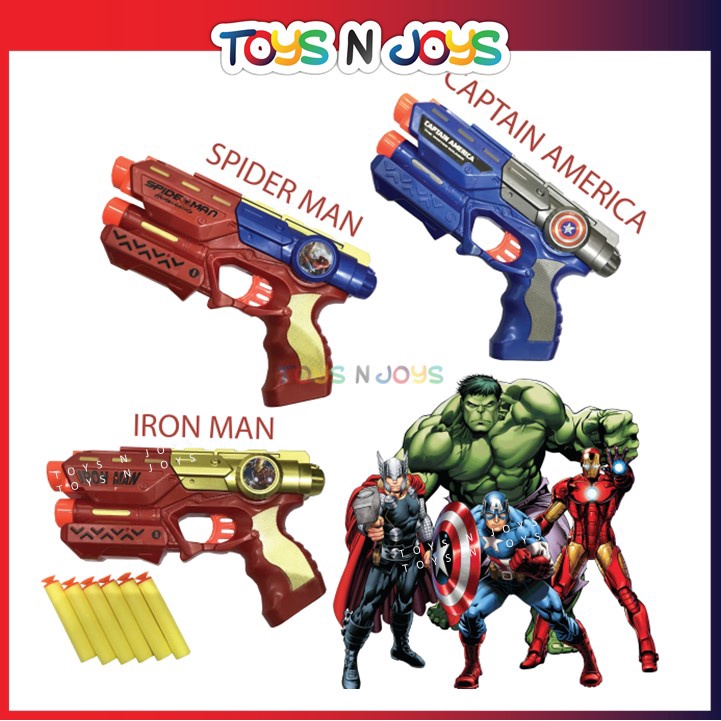 READY STOCK KIDS TOYS Avengers Soft bullet gun Ironman Spiderman ...