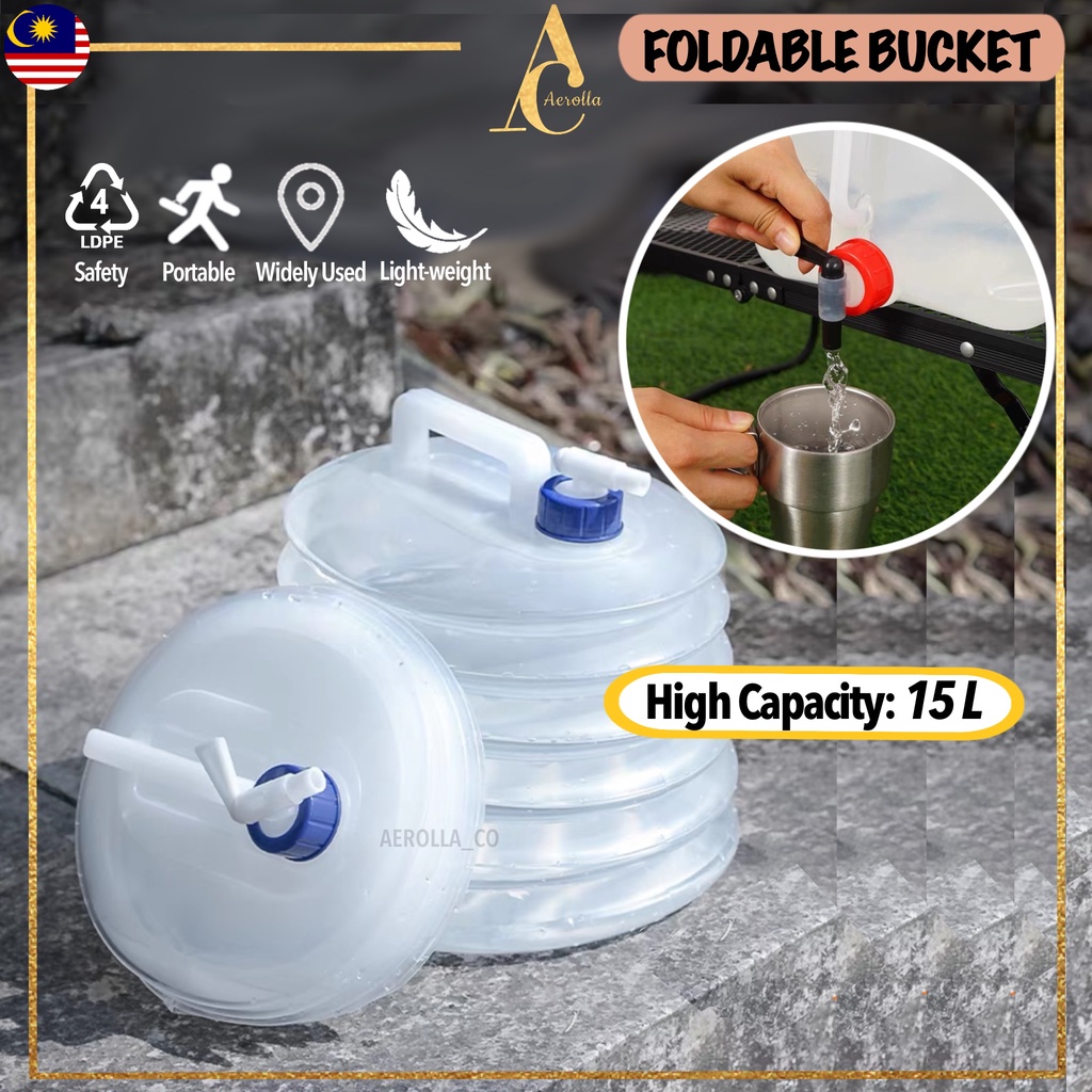 Foldable Water Container 15L Collapsible Water Bag Portable Water Storage Folding Bucket Outdoor ...