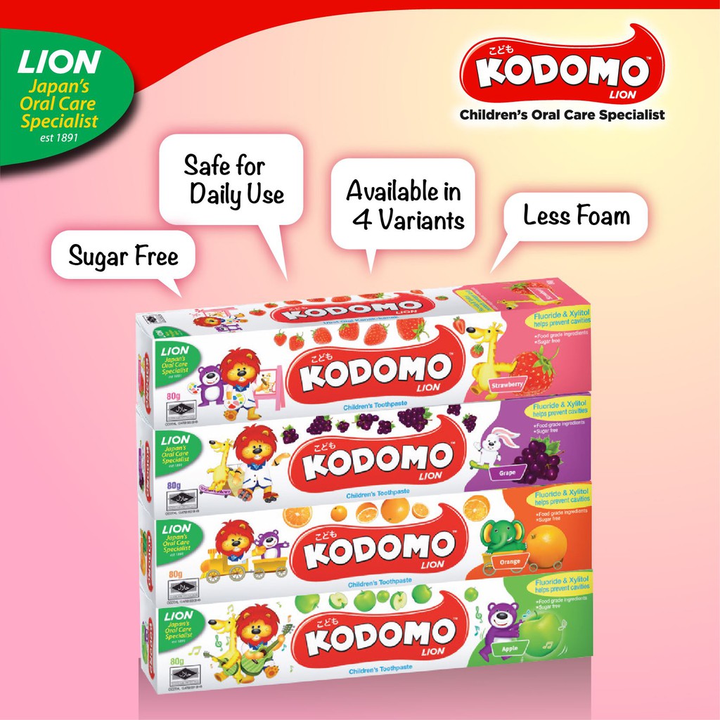 (READY STOCK) KODOMO Lion Toothpaste 80g Strawberry Grape Orange | Shopee Malaysia