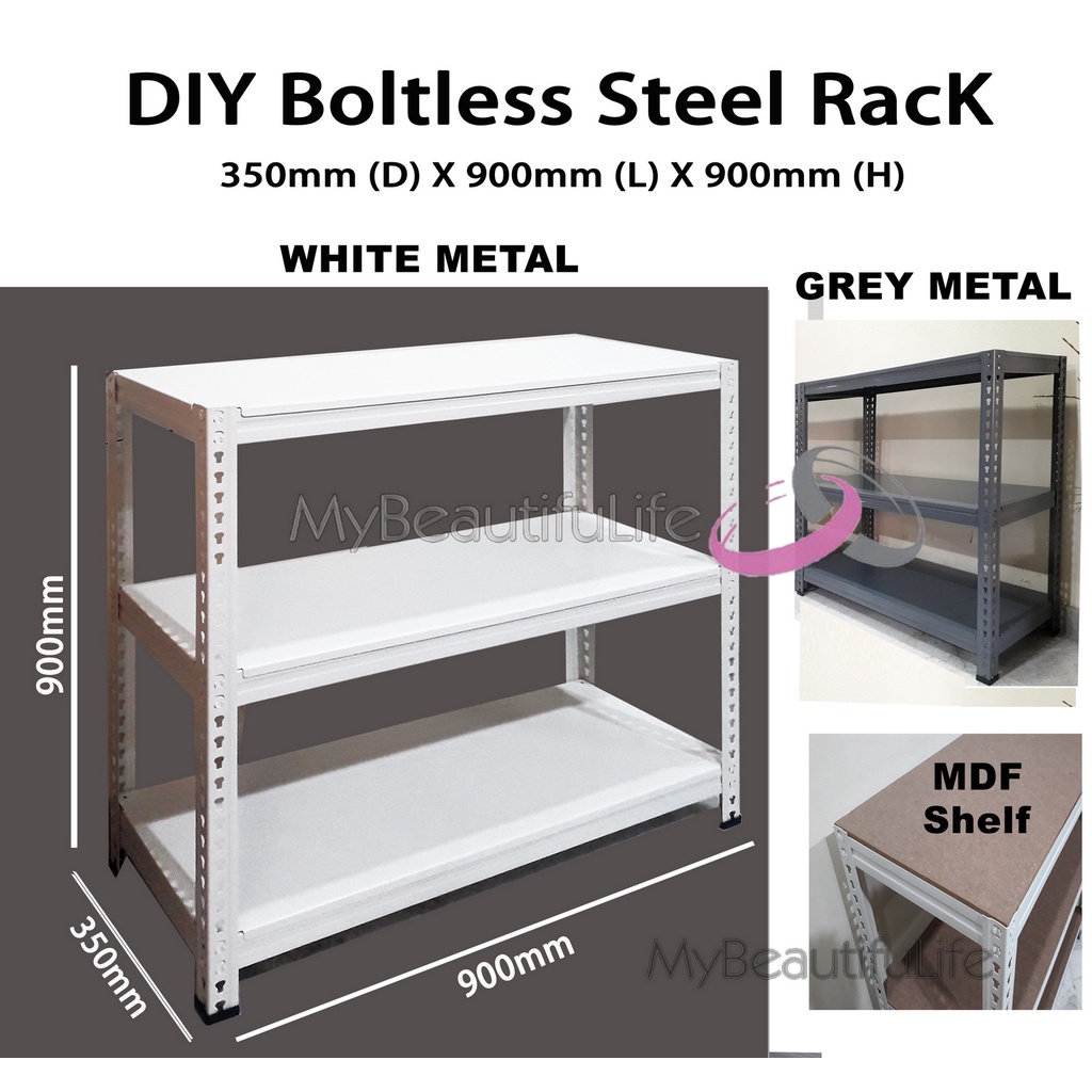 DIY Boltless Rack 3 Levels 3ft Height Rak Besi Metal Rack Premium ...