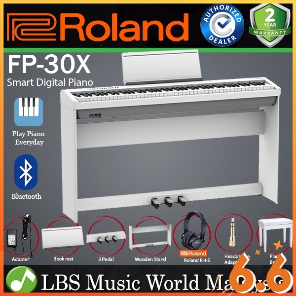 Roland FP-30X 88 Key Digital Piano Complete Package with Wooden Stand ...