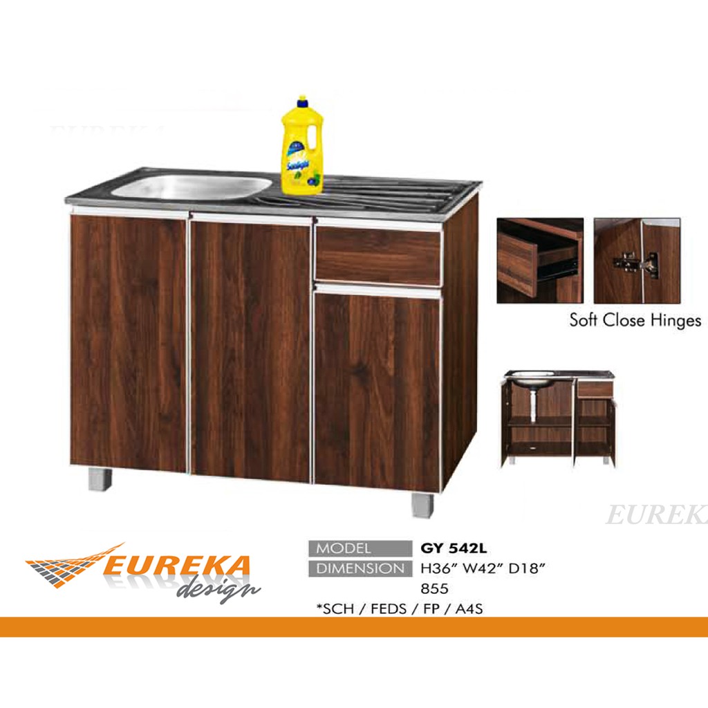 EUREKA 3.5ft Basin Kitchen Cabinet/Kabinet Dapur Sinki Drawer | Shopee ...