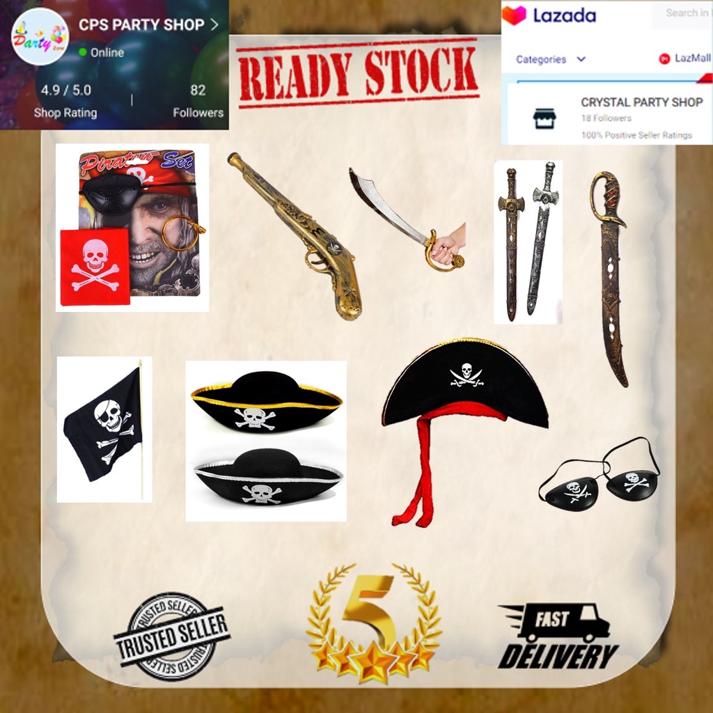 Pirate Theme Party - Pirate Accessories - Pirate Hat, Pirate Bandana ...