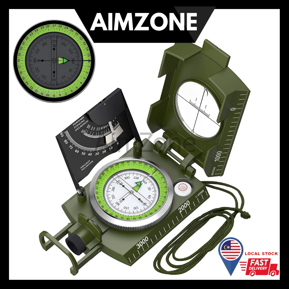 AimZone Millitary Compass with Lensatic Sighting Inclinometer ...