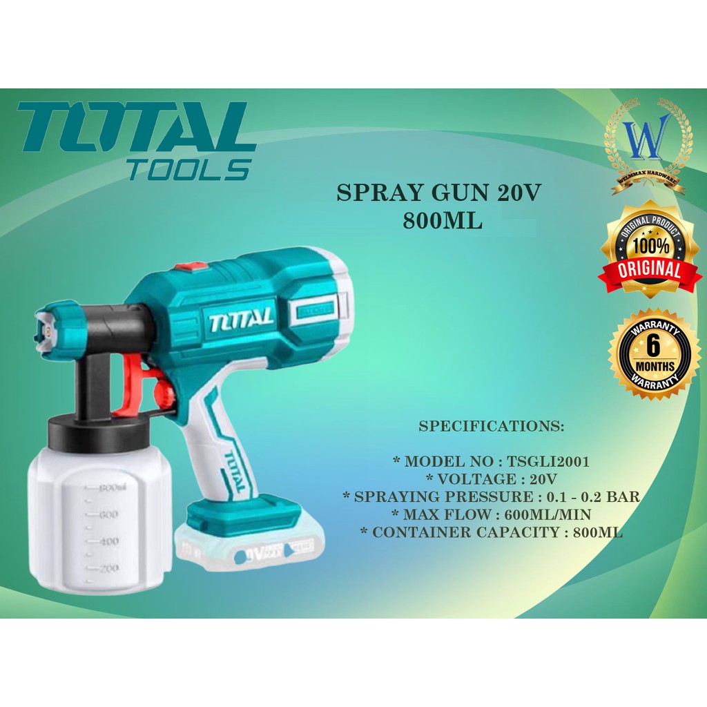 Total Lithium Ion Cordless Sprayer Spray Gun 20V 800ml TSGLI2001 ...