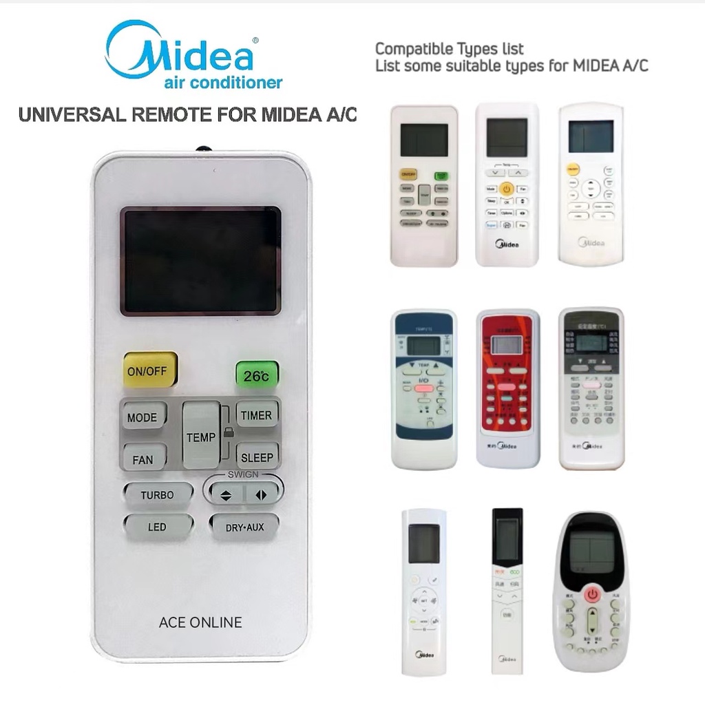 Universal Remote Control For Midea Aircond Air / Conditioner (KS-MD01V ...