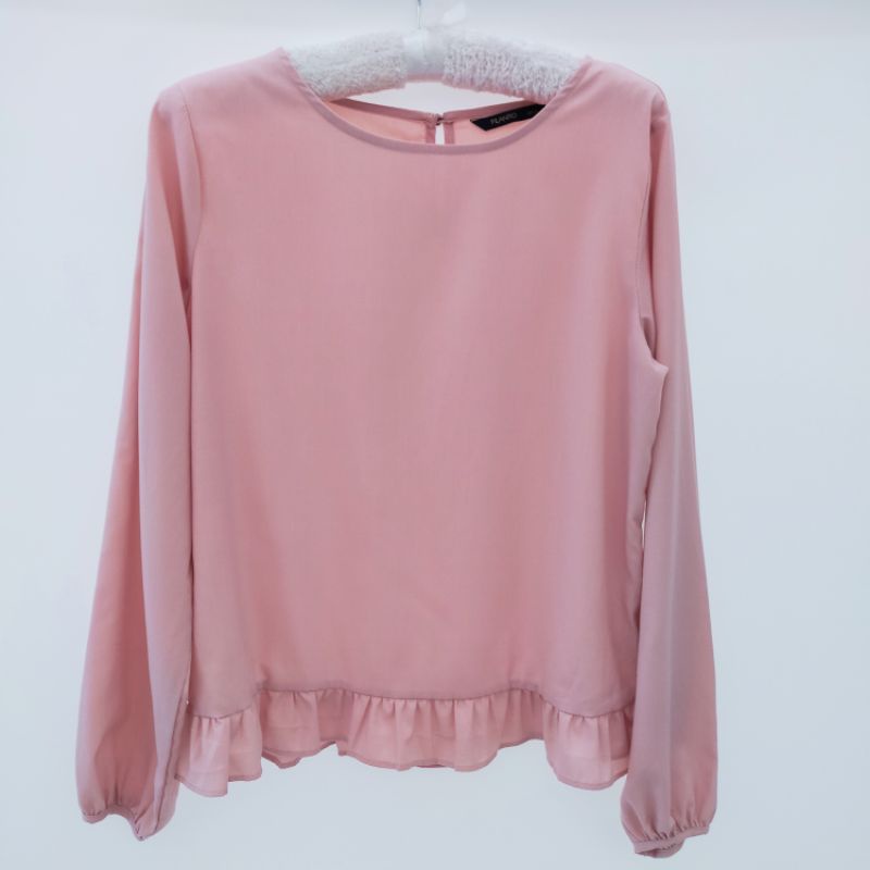 Filanto Frilled Hem Top (Dusty Pink) | Shopee Malaysia