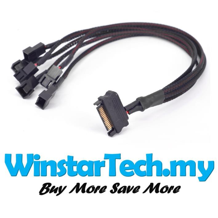 SATA 15 pin to 6x 2-pin 3-Pin PWM Cooling Fan Power Adapter Cable PC ...