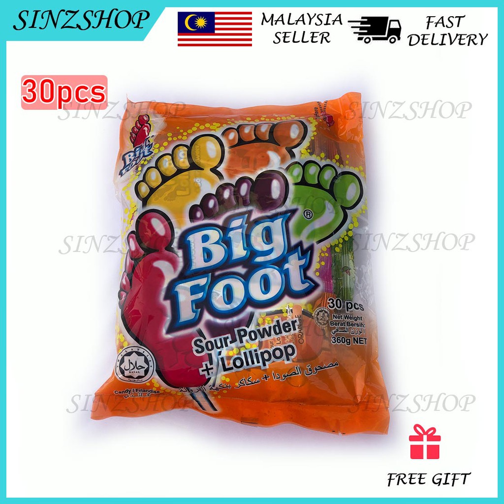 Big Foot Lollipop + Sour Powder 30pcs Childhood Gula-gula Raya Halal ...