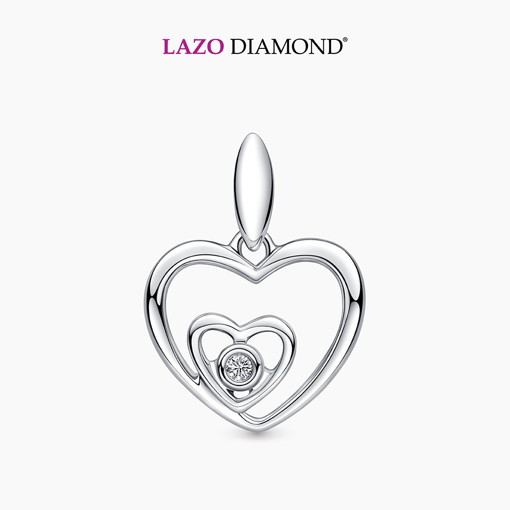 LAZO DIAMOND Minimalist Heart to Heart Diamond Pendant in 9k White Gold ...