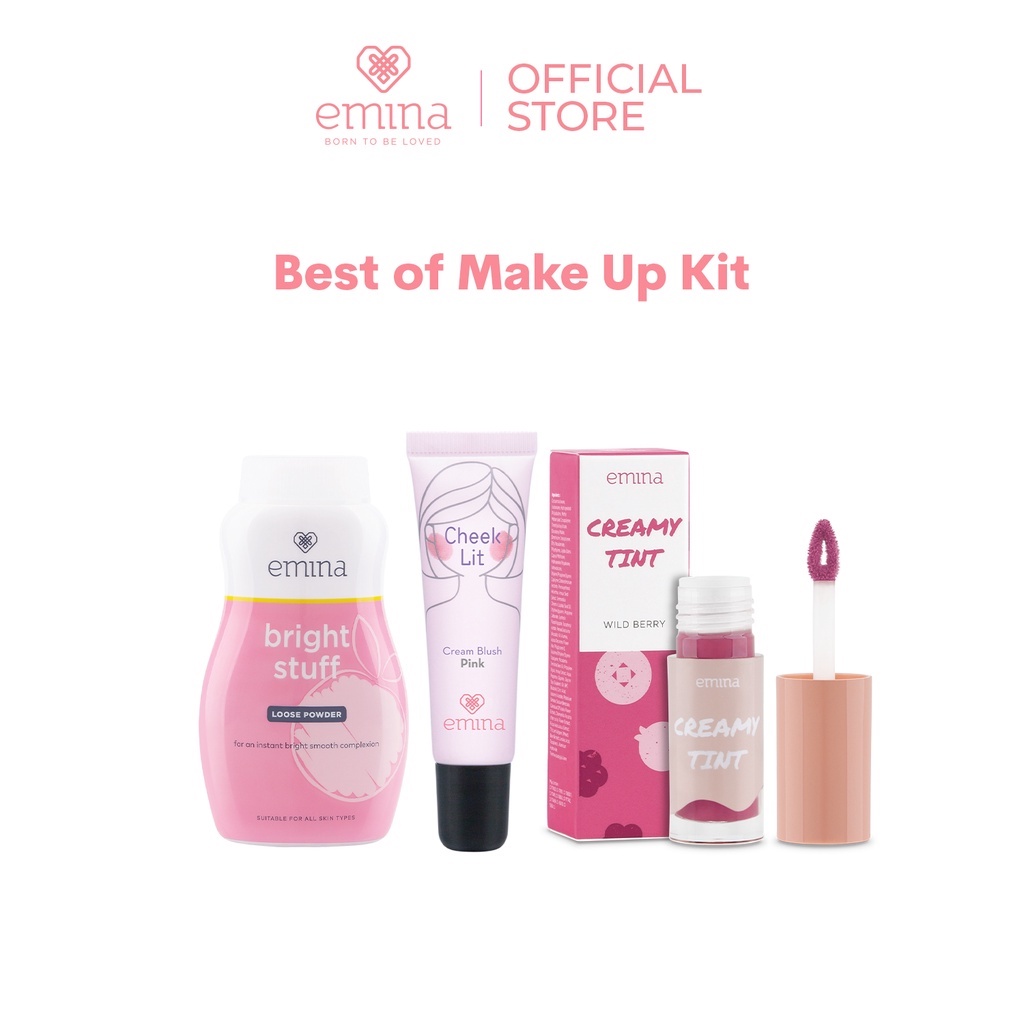 Emina Best of Make Up Kit - Cream Blush, Creamy Lip Tint, Loose Powder ...