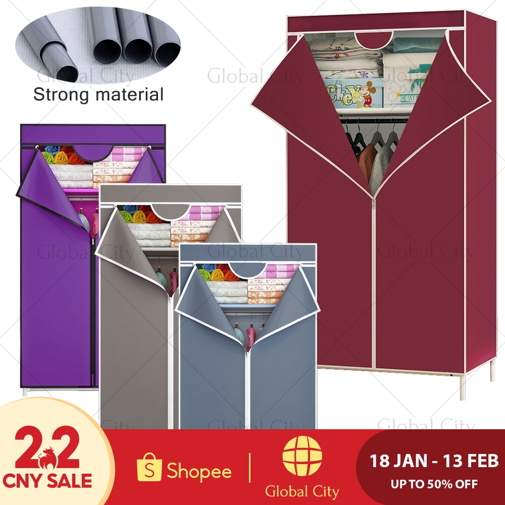 Large Capacity Zipped Wardrobe with Spacious Storage Almari Baju Berzip ...