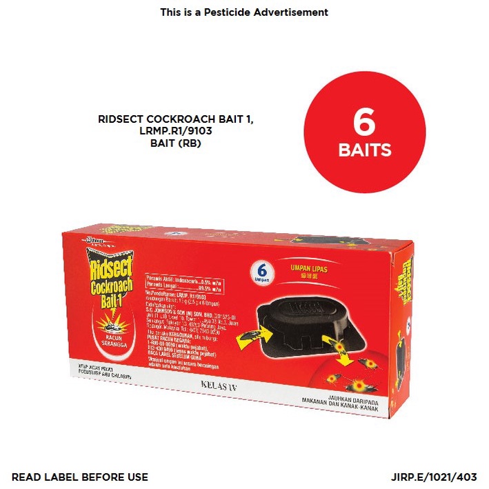 Ridsect Cockroach Bait 1 (6s) | Shopee Malaysia