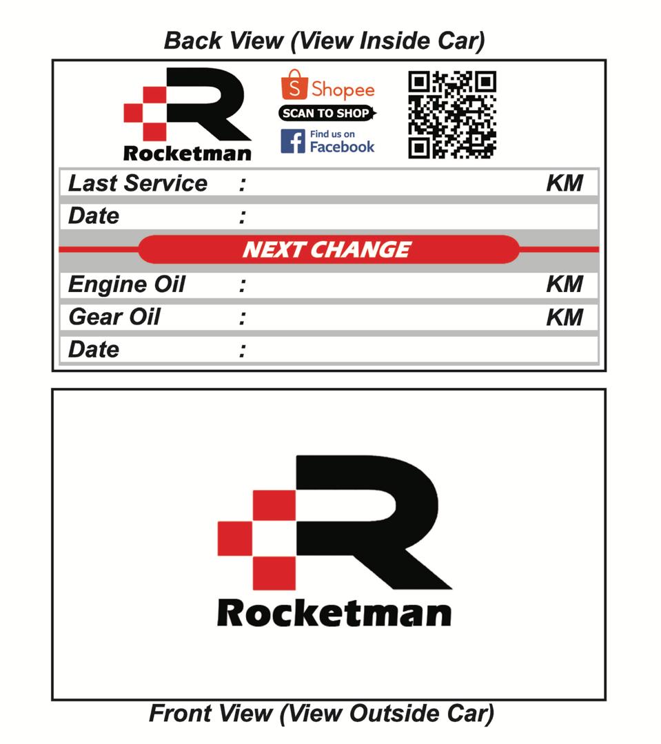 ROCKETMAN AUTO PREMIUM MILEAGE STICKER ENGINE OIL GEAR ATF OIL CAR ...