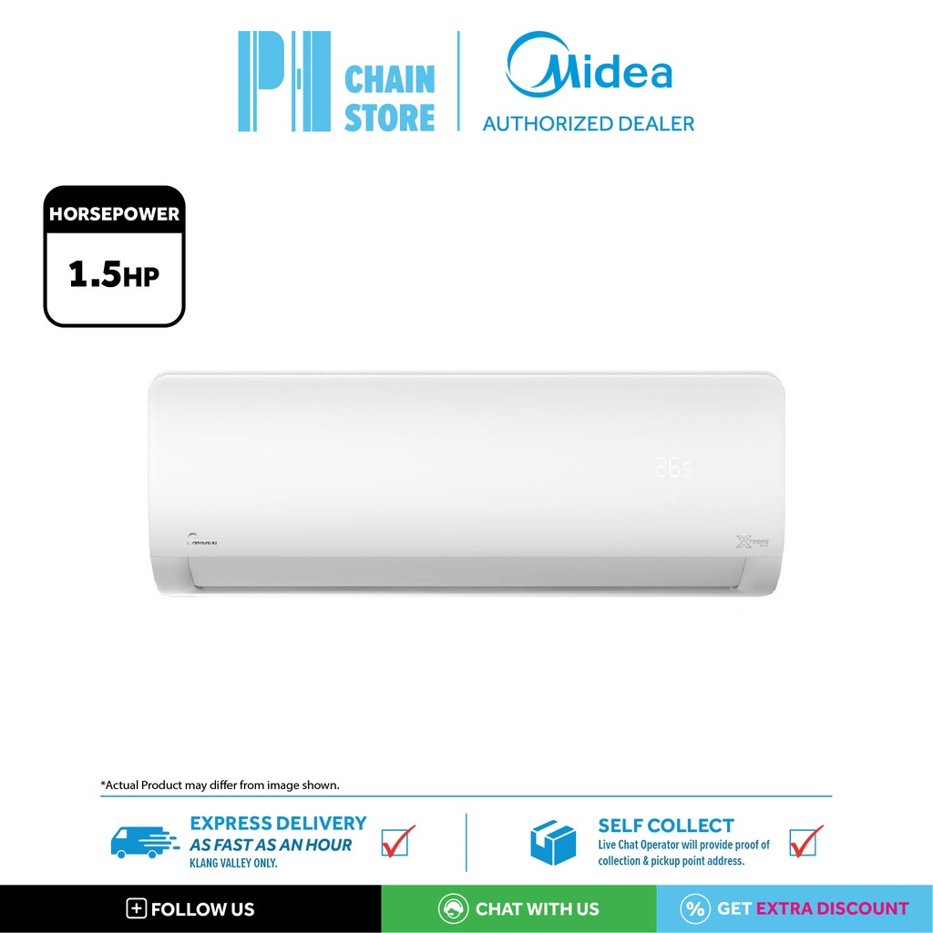 (DELIVERY FOR KL & SGR ONLY) MIDEA MSXD-12CRN8 1.5HP R32 NON-INVERTER WALL MOUNTED SPLIT AIR ...