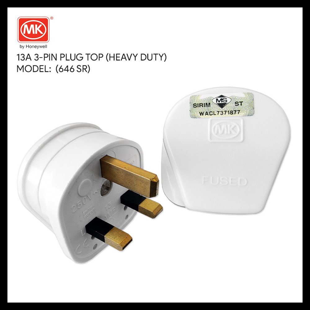 MK 654/650/646 WHI 13A FUSED PLUG TOP SIRIM APPROVE 240V/ 13A PLUG TOP ... MK 654/650/646 WHI 13A FUSED PLUG TOP SIRIM APPROVE 240V/ 13A PLUG TOP ...