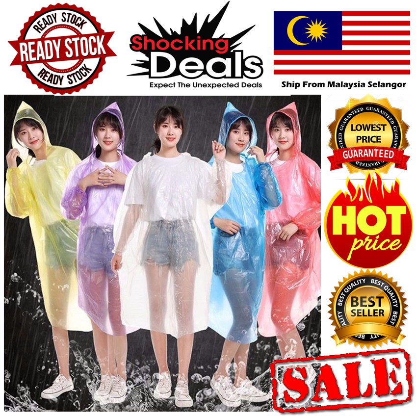 🇲🇾 One Time Use Adult Travel Outdoor Disposable Semi Rain Coat Plastic ...