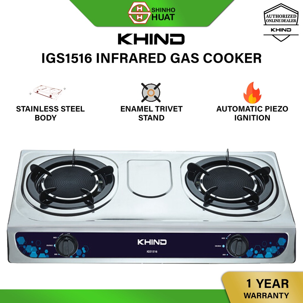 Khind IGS1516 Infrared Gas Cooker 2 Burner Gas Stove Table Top ...