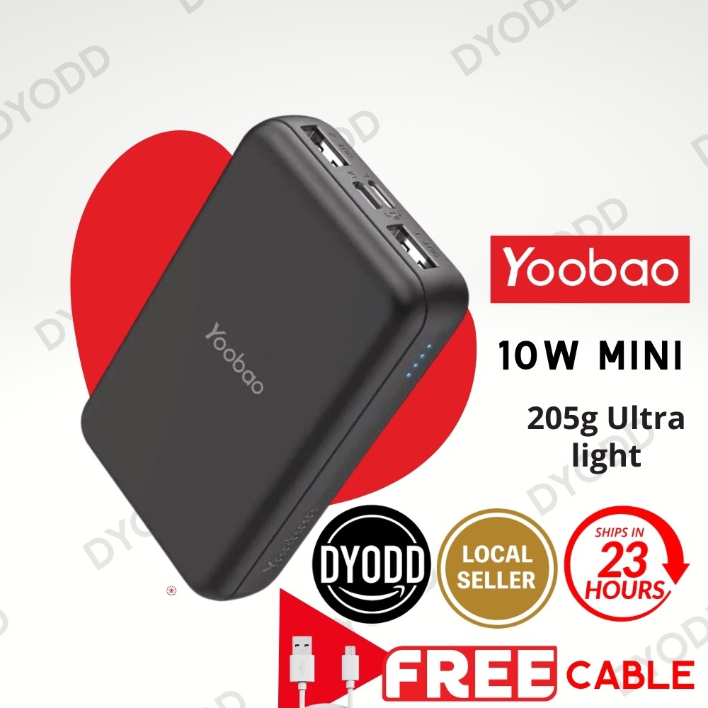 100% ORIGINAL YOOBAO 10W 10000MAH ULTRA LIGHT POWERBANK DUAL INPUT DUAL ...