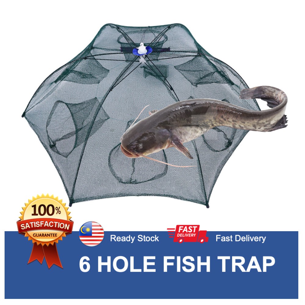 [ READY STOCK ] Top Seller 6 Hole Fish Trap Cage Net Perangkap Ikan ...