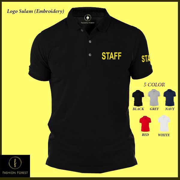 Polo T-Shirt Sulam STAFF Logo Emas Gold Baju Lelaki Uniform Office ...
