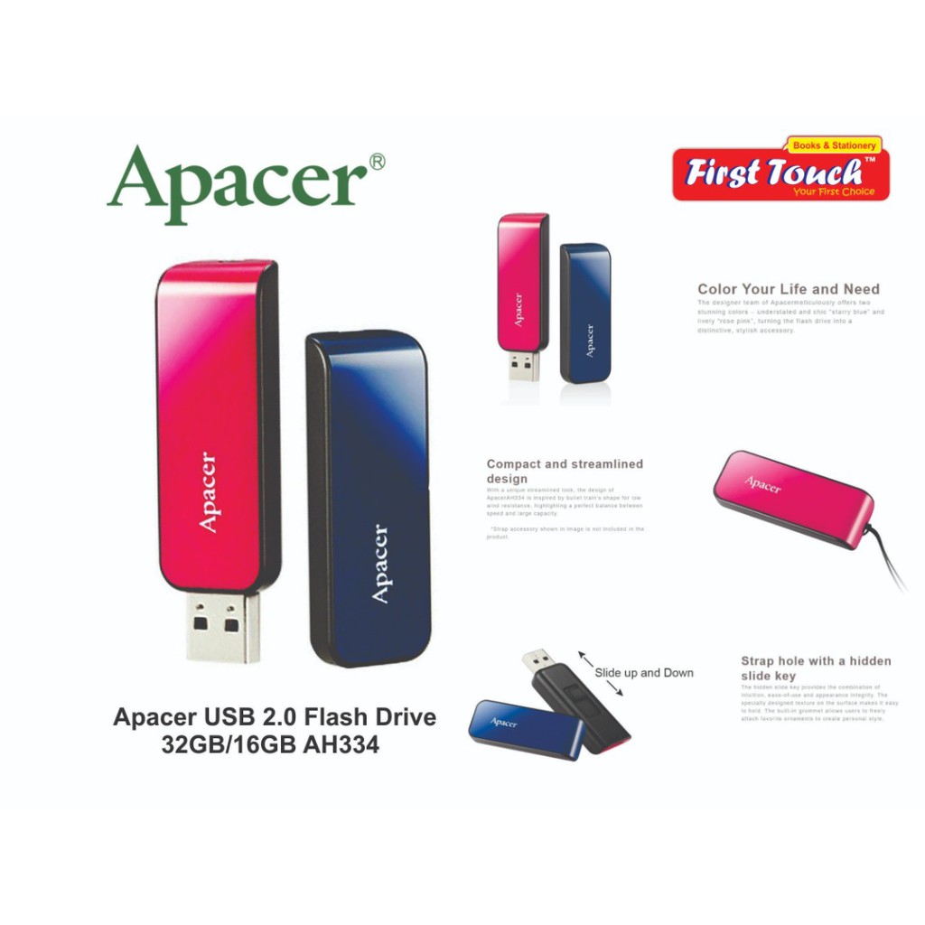 Apacer USB 2.0 Flash Drive 32GB/16GB AH334 Pendrive | Shopee Malaysia