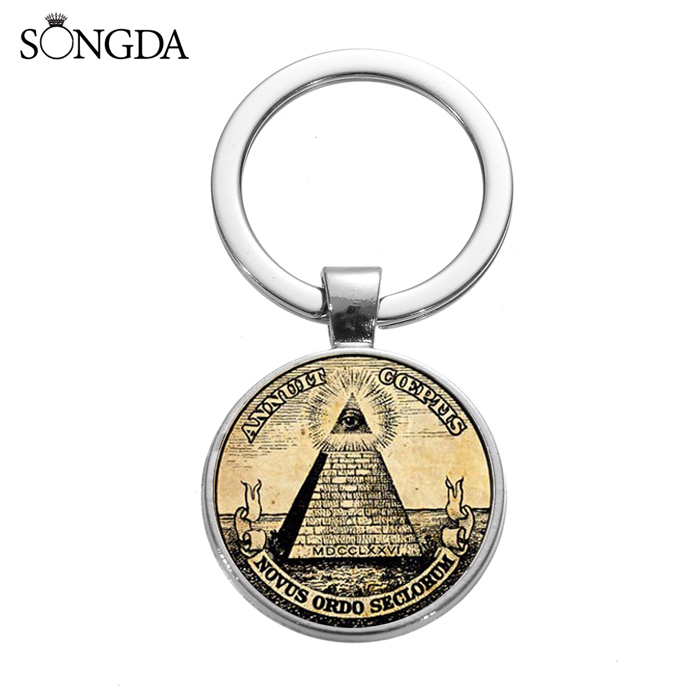 Classic Masonic Illuminati Pyramid Eye Keychain Freemason G Templar Art ...