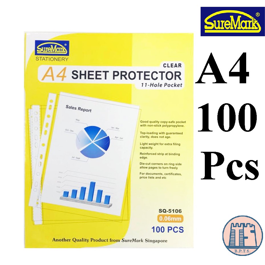 Suremark A4 Super Clear Protector Sheet 11 Holes (100 Pcs/Box) | Shopee ...
