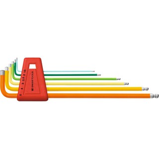 PB SWISS TOOLS 6pcs Allen Key Hexagon L-Wrench Set Long Handle with Ball Point (mm) PB 212.LH-5 ...