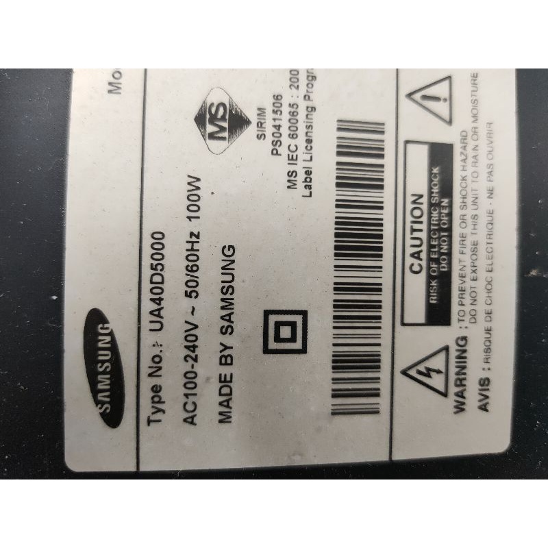 SAMSUNG LED TV UA40D5000PR POWER BOARD MAIN BOARD TCON BOARD | Shopee ...