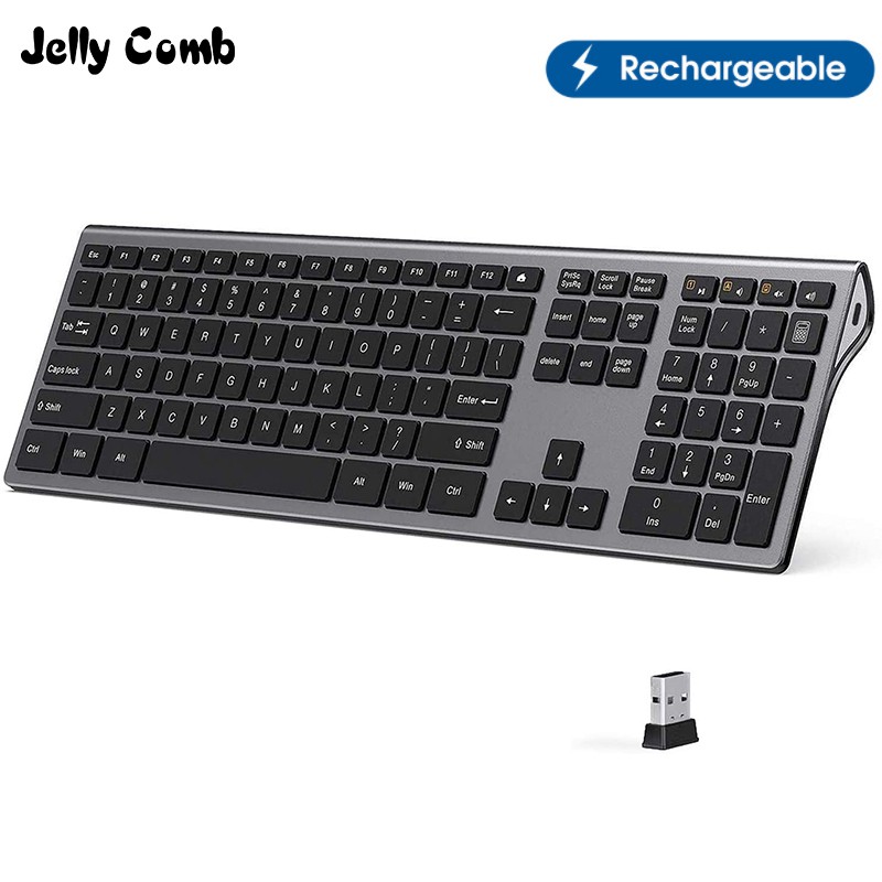 Jelly Comb Rechargeable Wireless Keyboard Ergonomic Ultra-slim 2.4G ...