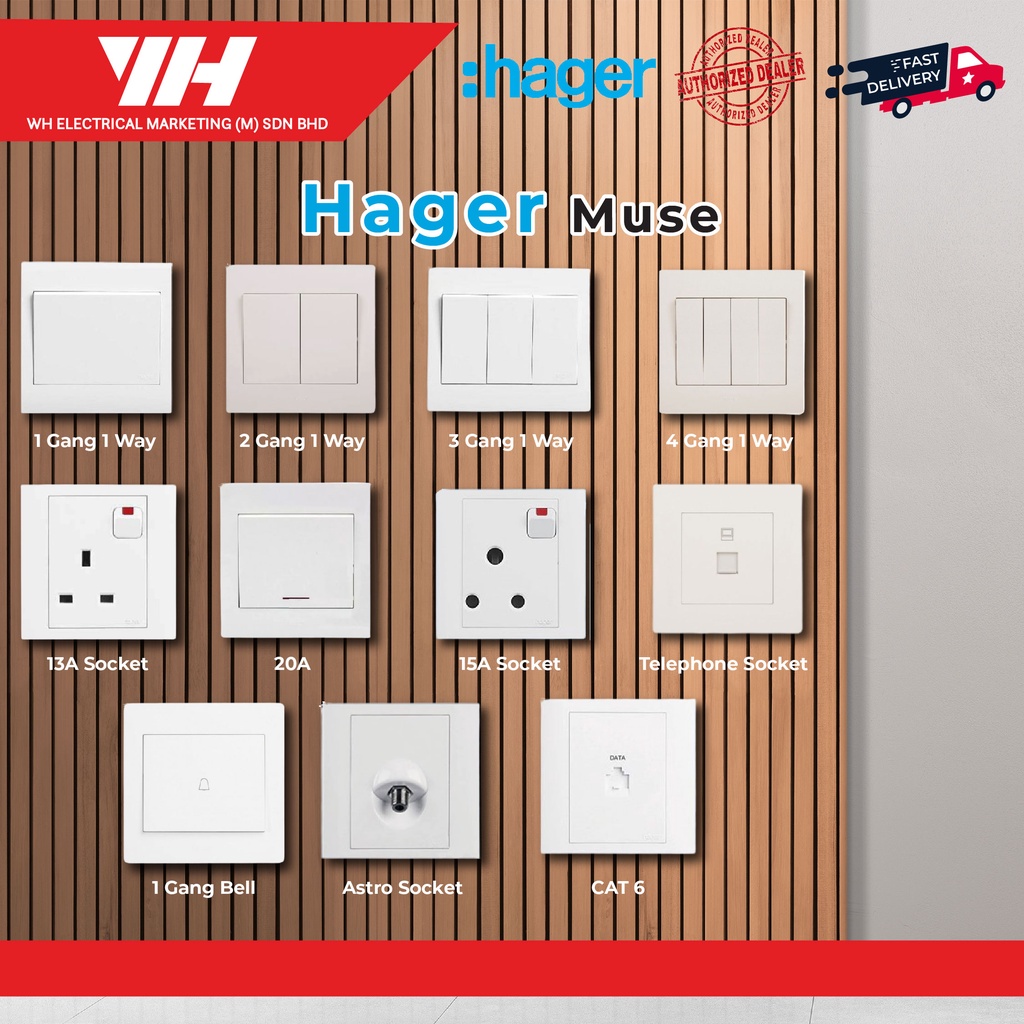 HAGER MUSE FULL SERIES SWITCHES & SOCKET(SIRIM) | Shopee Malaysia