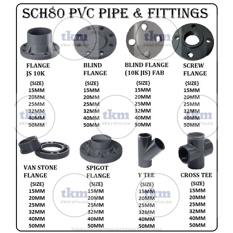 15/20/25/32/40/50MM PVC SCH80 PIPE & FITTINGS FLANGE JS 10K/BLIND/BLIND ...