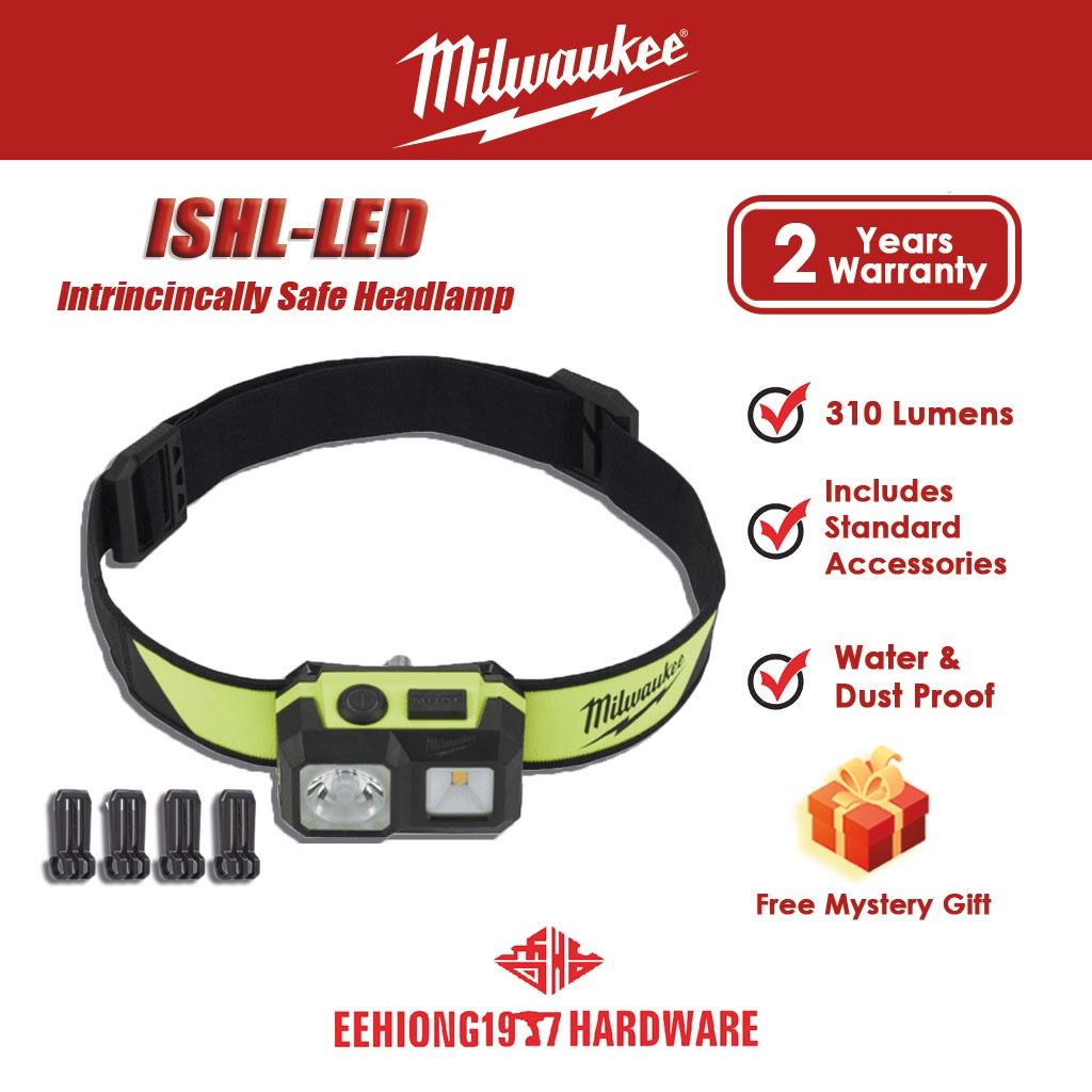 MILWAUKEE Intrinsically Safe Alkaline Headlamp ISHL-LED Personal ...