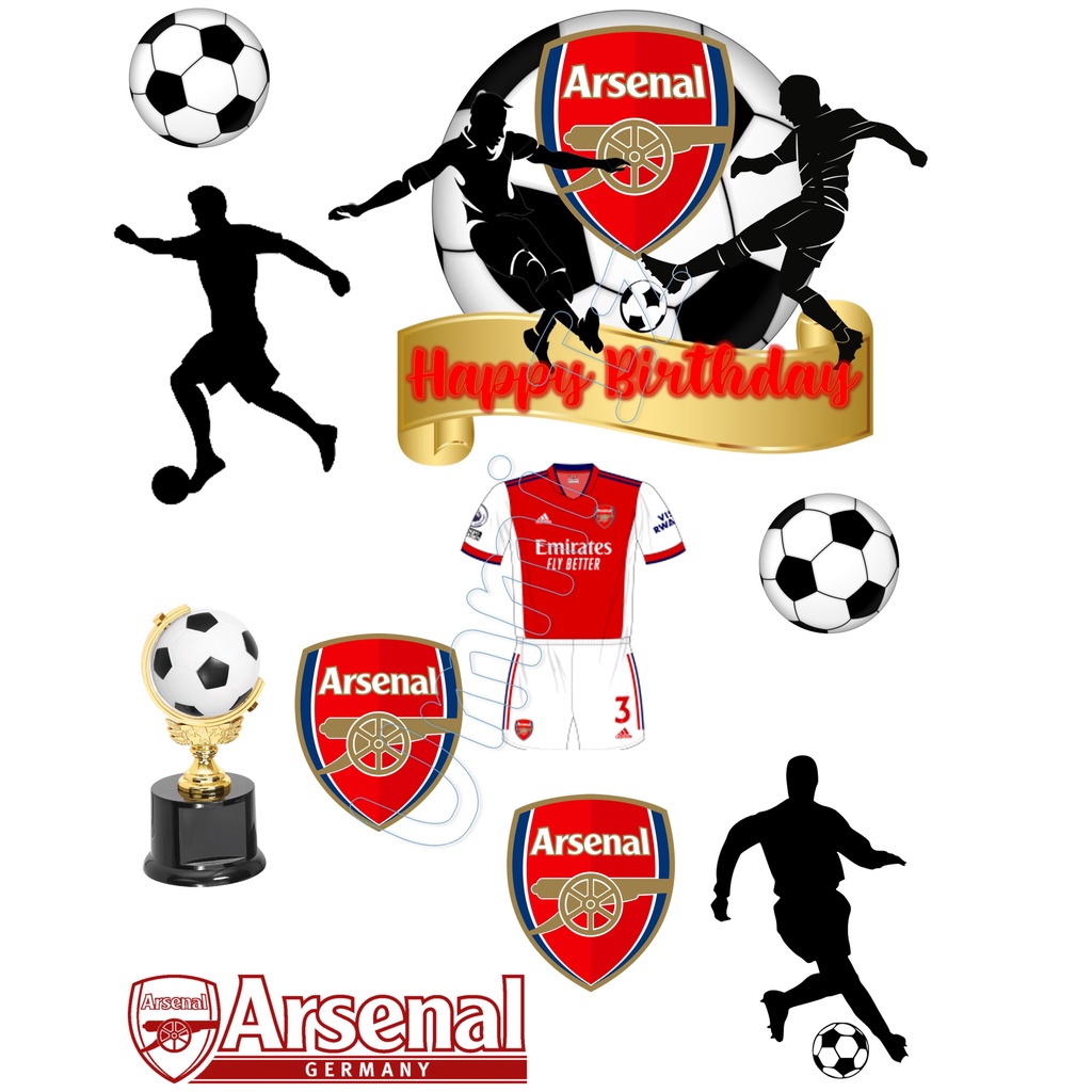 Happy Birthday Topper Cake ARSENAL (CUSTOM NAME) | Shopee Malaysia
