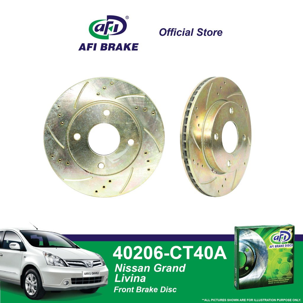Afi Brake Front Disc Rotor - Nissan Grand Livina - 40206-CT40A (1 set) | Shopee Malaysia