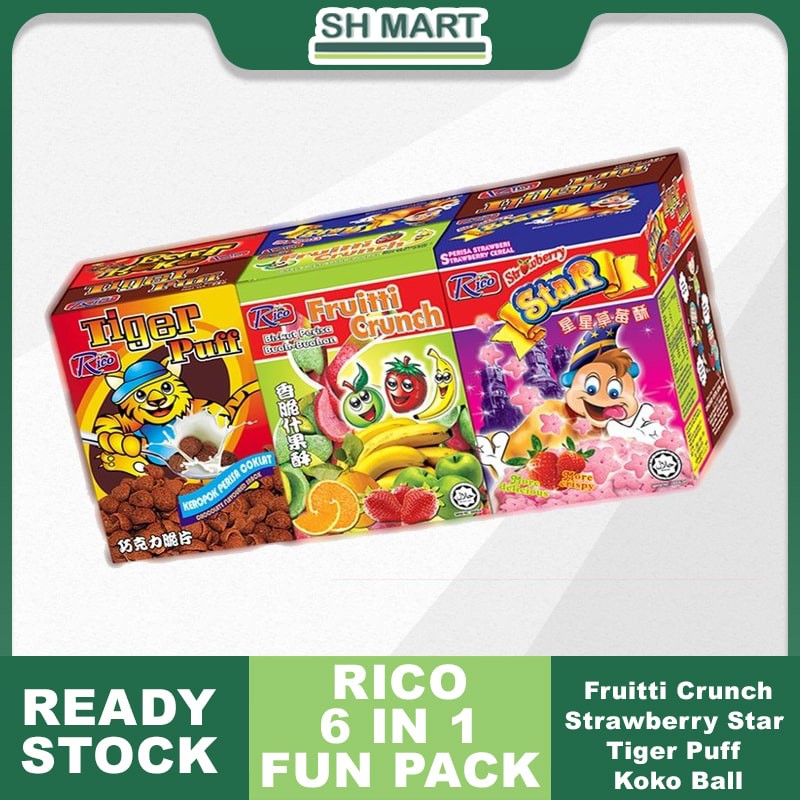Rico 6 In 1 Fun Pack ( Fruitti Crunch , Strawberry Star , Tiger Puff ...