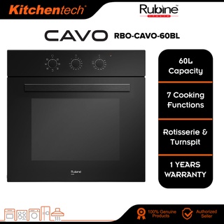 Rubine CAVO 60L Built in Oven with 7 Cooking Function & Rotisserie Turnspit RBOCAVO60BL / RBO ...