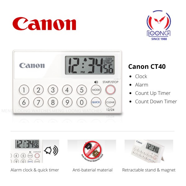 CANON CT40 WHITE ALARM CLOCK & QUICK TIMER | Shopee Malaysia
