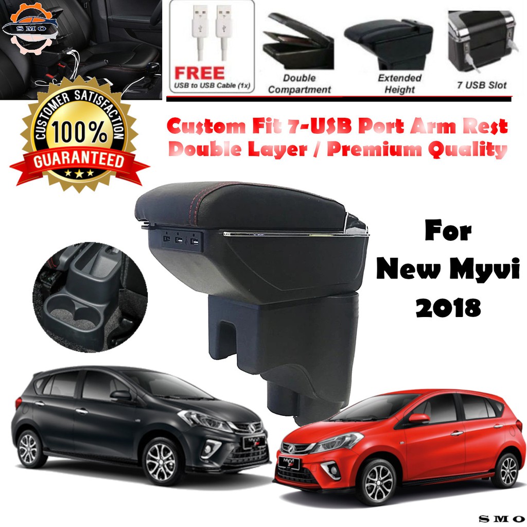 New Myvi 2017 - 2020 Arm Rest Armrest Console Box Custom Fit Double ...