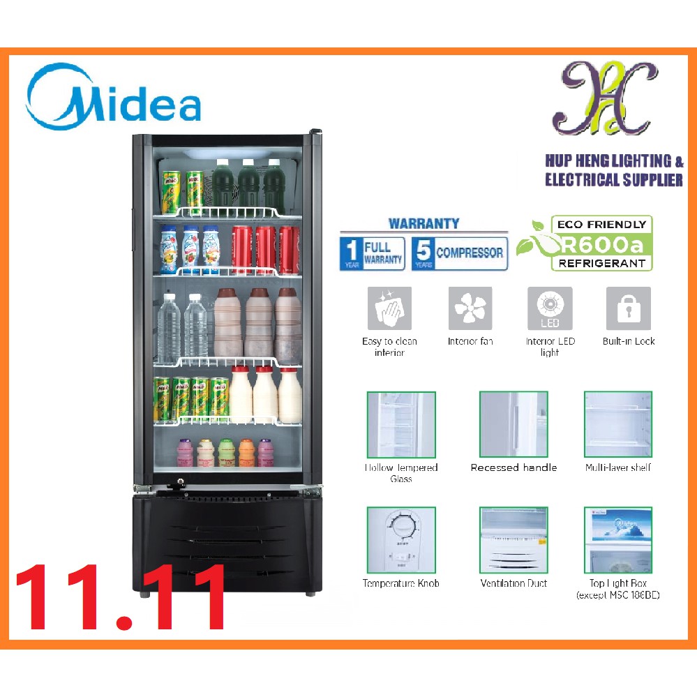 Midea Chiller Showcase 186L MSC-186BE | Shopee Malaysia