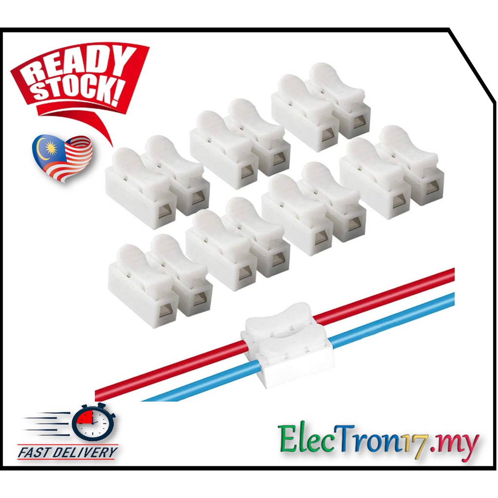 10 Pcs Ch2 Spring Wire Connector Quick Connector Terminal Block