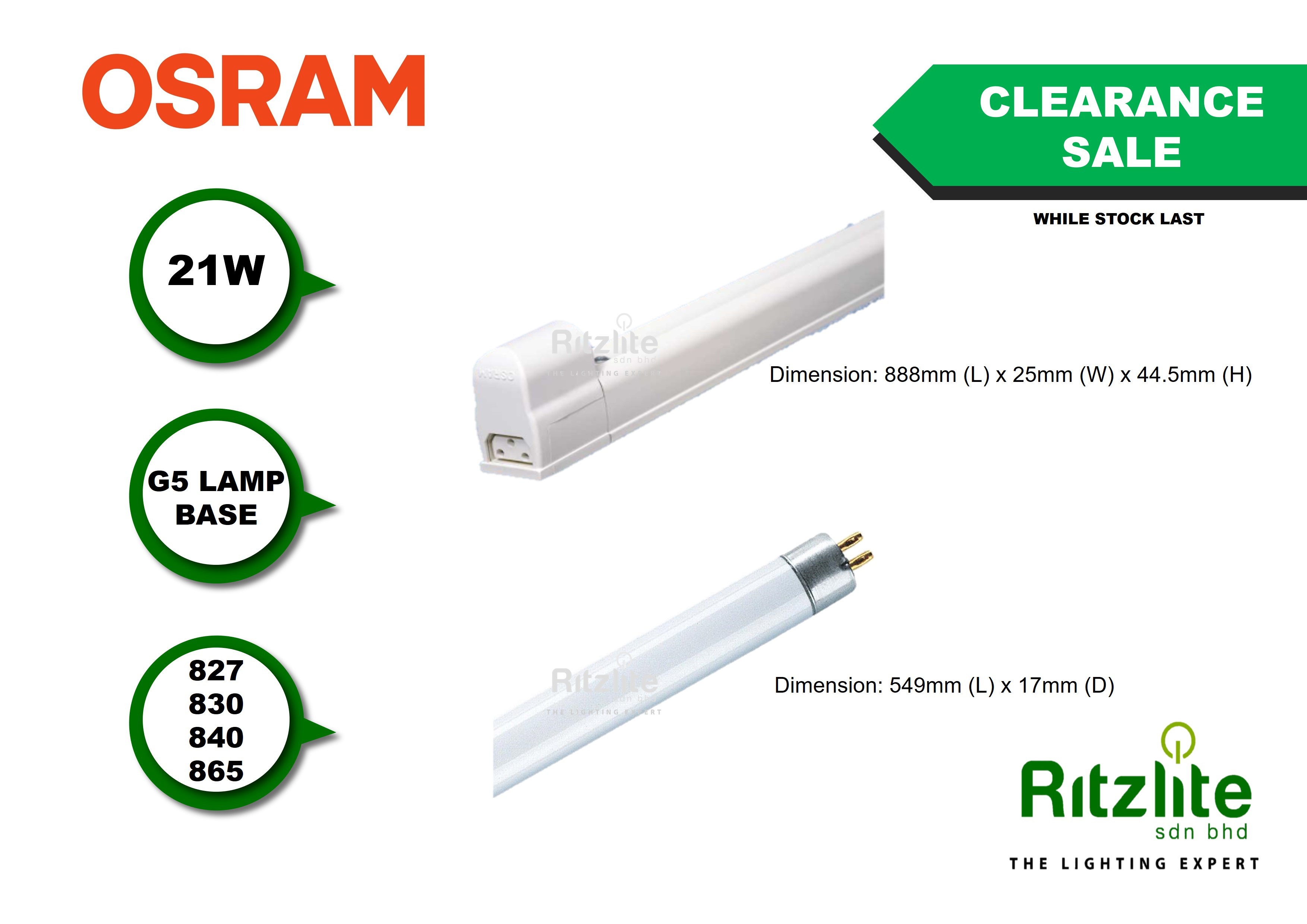 OSRAM T5 ECO 21W BATTEN WITH T5 HE TUBE | Shopee Malaysia