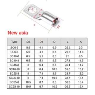 Cable Lug SC Series Tinned Copper Cable Lug Wire Connector Battery Terminal Battery Cable SC70 ...