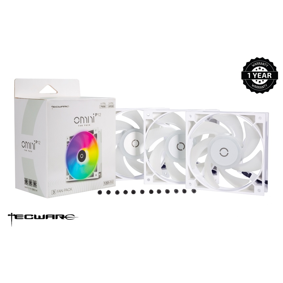 Tecware Omni P12 White ARGB 120mm Fans (3 Fan Pack, With No controller ...